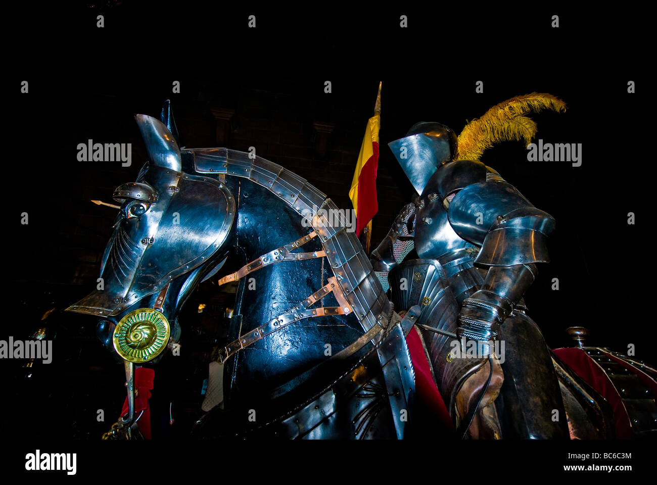 Medieval Knight's armour & horse's armour on display in the Great Hall ...