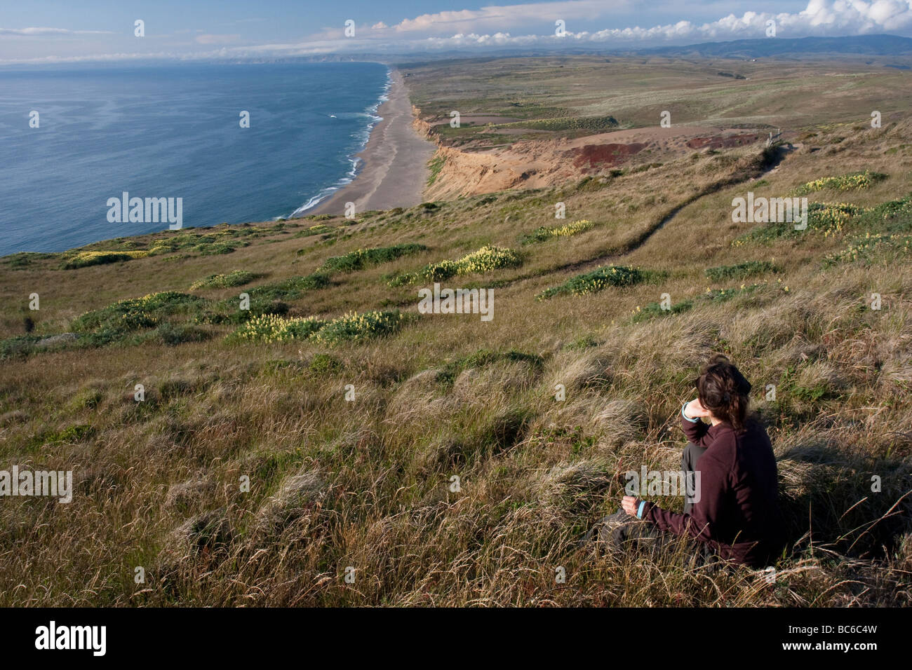 Point Reyes beach, view from the lighthouse, Point Reyes National ...