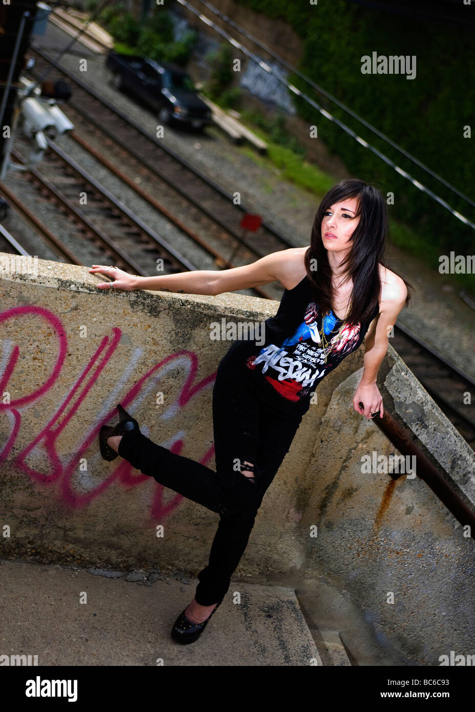 Cute teenage female in the city - USA Stock Photo - Alamy