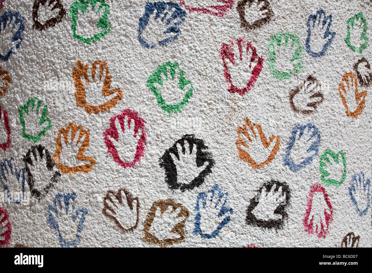 Aboriginal Native Art Of Multi Coloured Hands Australia Stock Photo - Alamy
