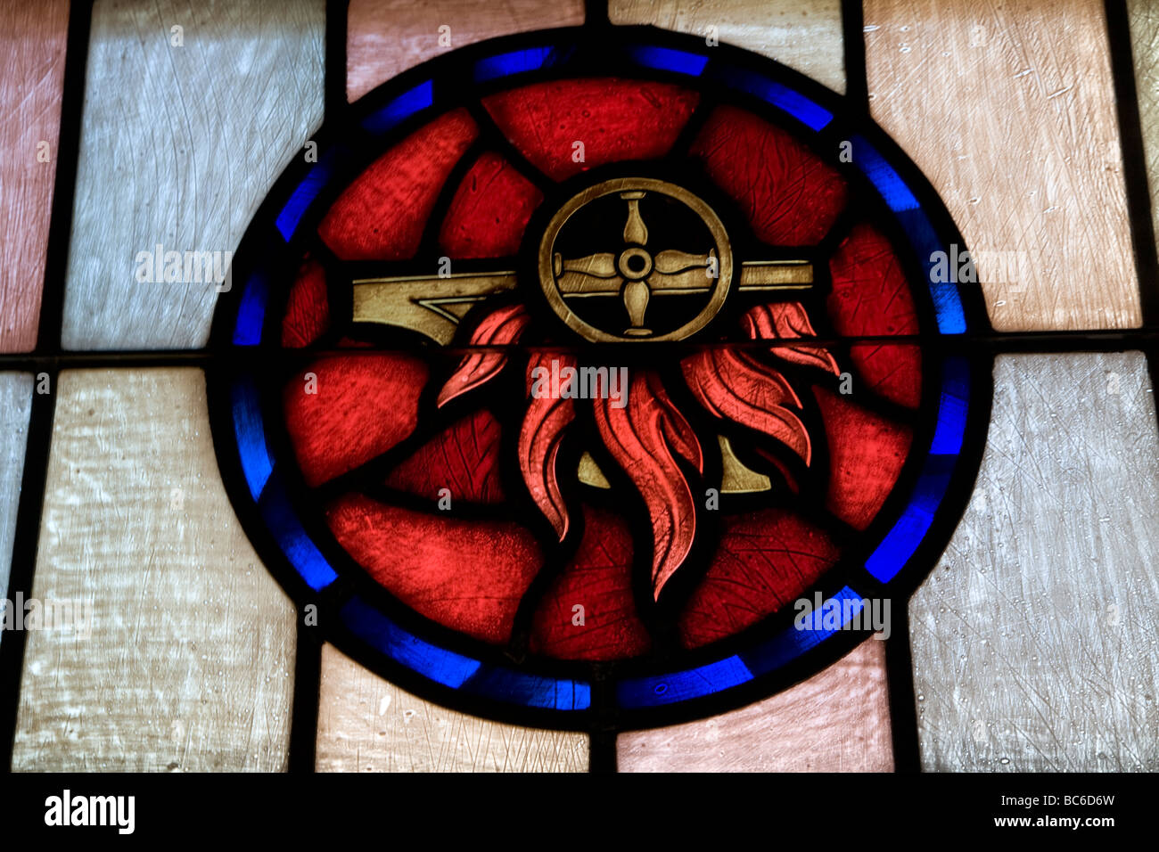 Stained Church Window Representing Burning Chariot Symbol of Immortal ...