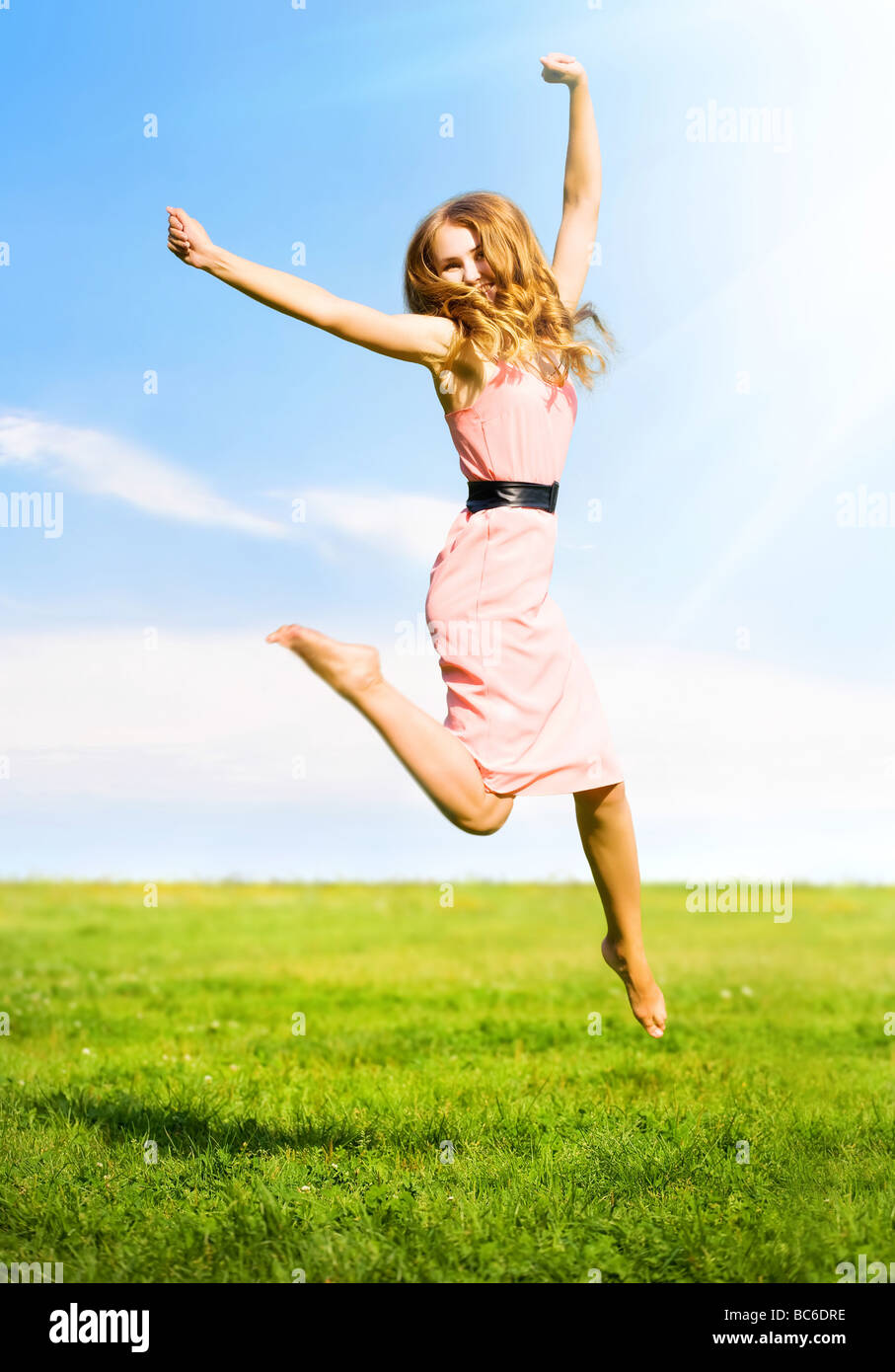 Happy Lady Jumping