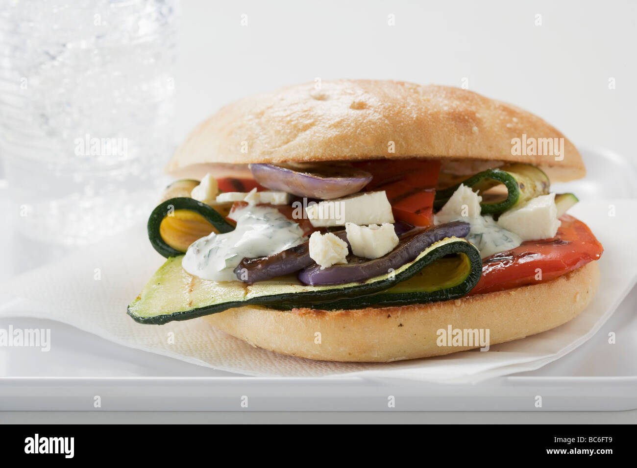 Toasted roll filled with grilled vegetables & sheep's cheese Stock ...