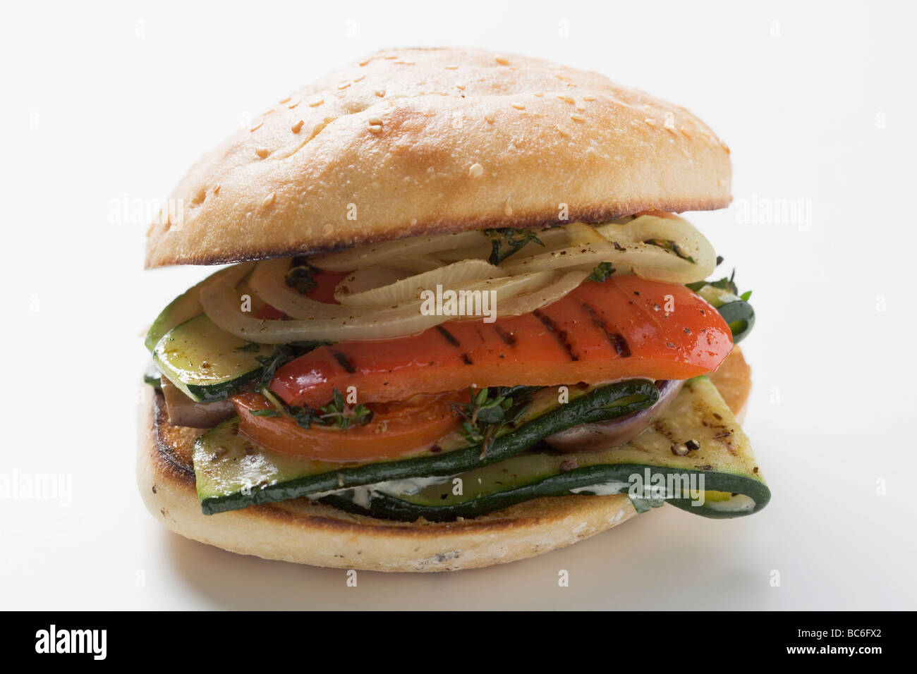 Toasted roll filled with grilled vegetables Stock Photo - Alamy