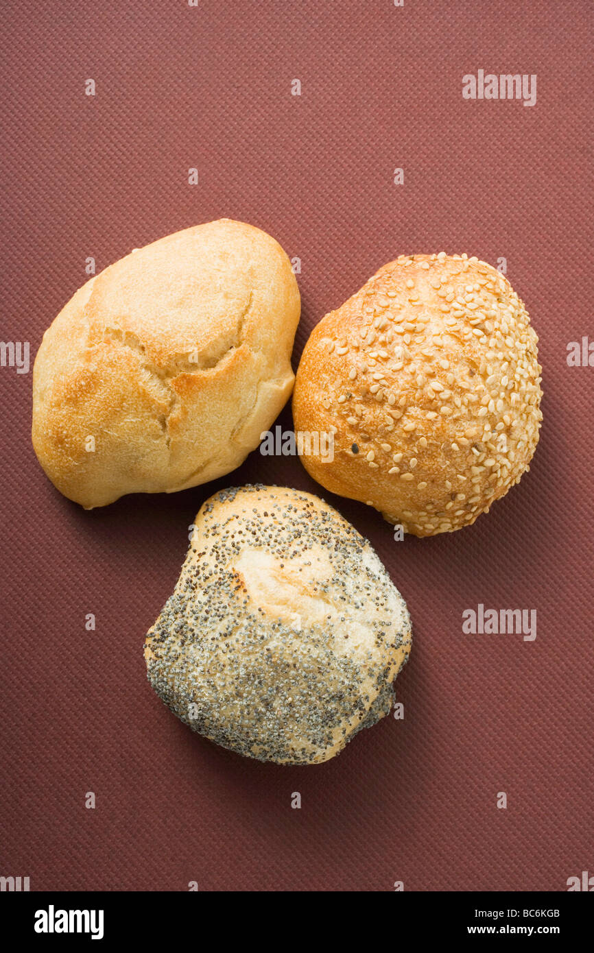 Three different bread rolls Stock Photo - Alamy