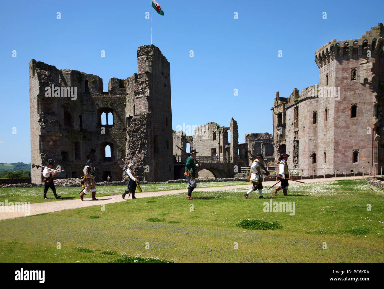 The Marcher Stuarts, a group of medieval performers re-enact a battle ...