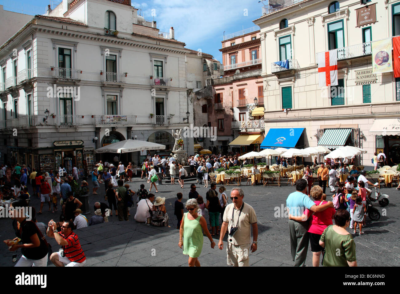 main square from the cathedral steps in amalfi italy Stock Photo - Alamy