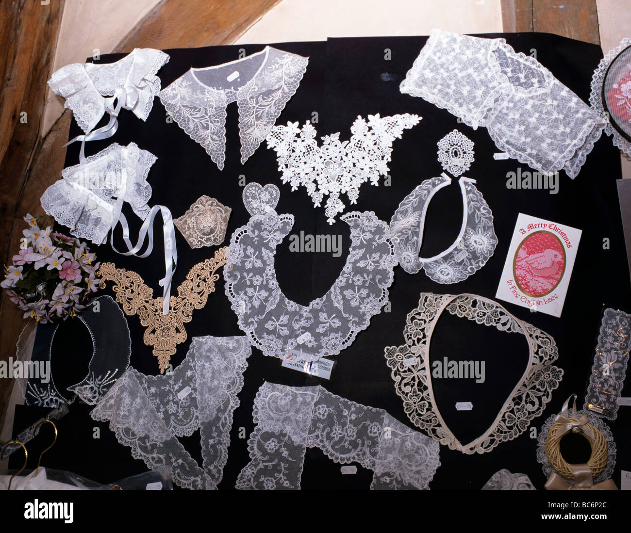 Nottingham - Examples of Nottingham Lace in a local lace shop Stock ...