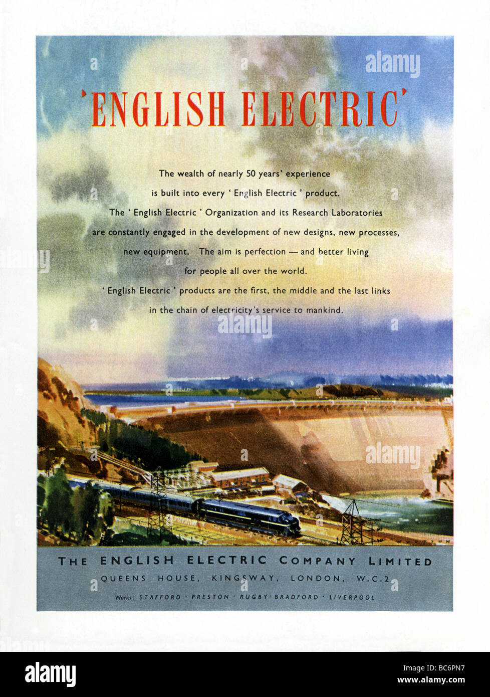 1951 colour advertisement for power company English Electric Stock ...