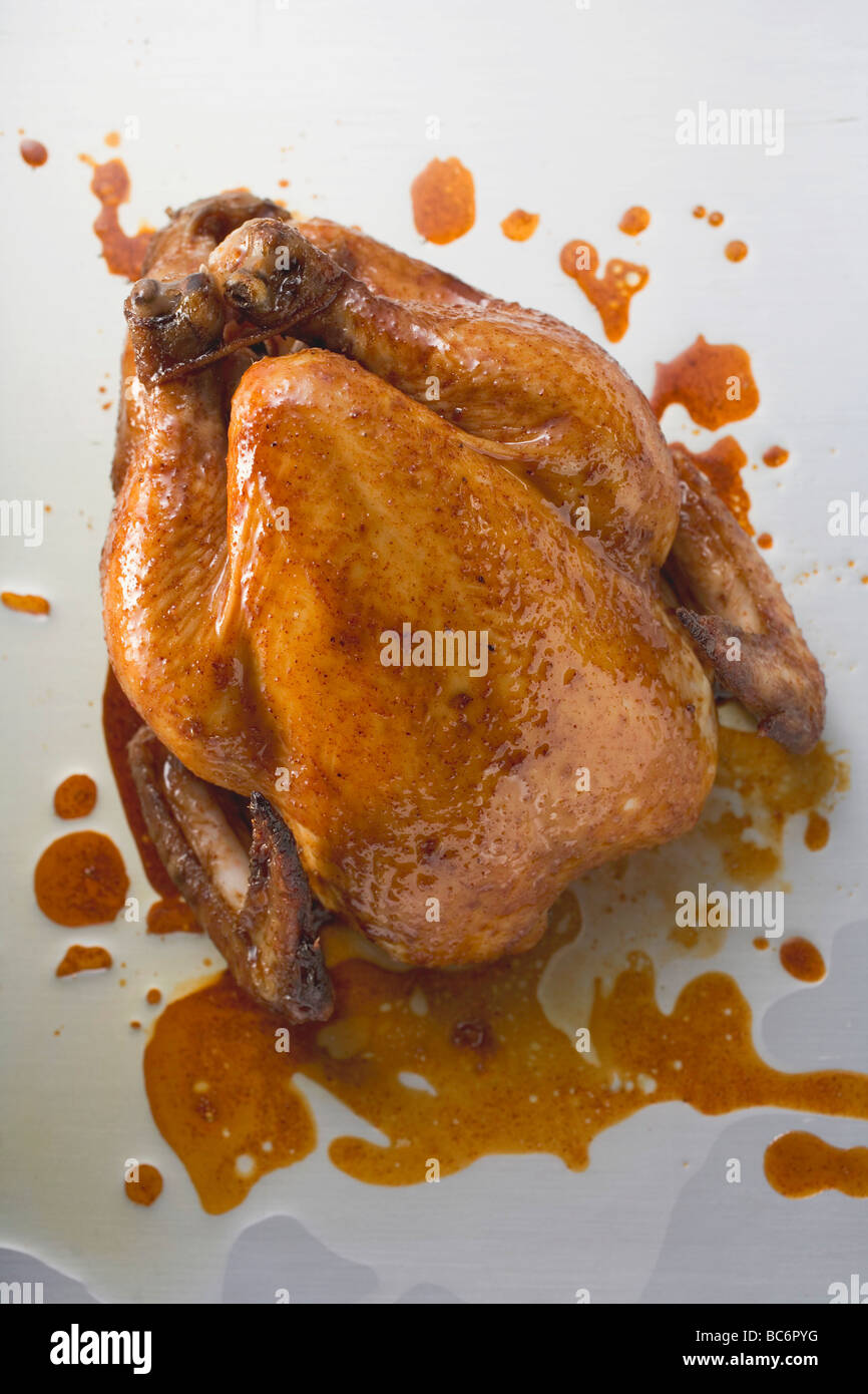 Roast chicken (overhead view Stock Photo - Alamy