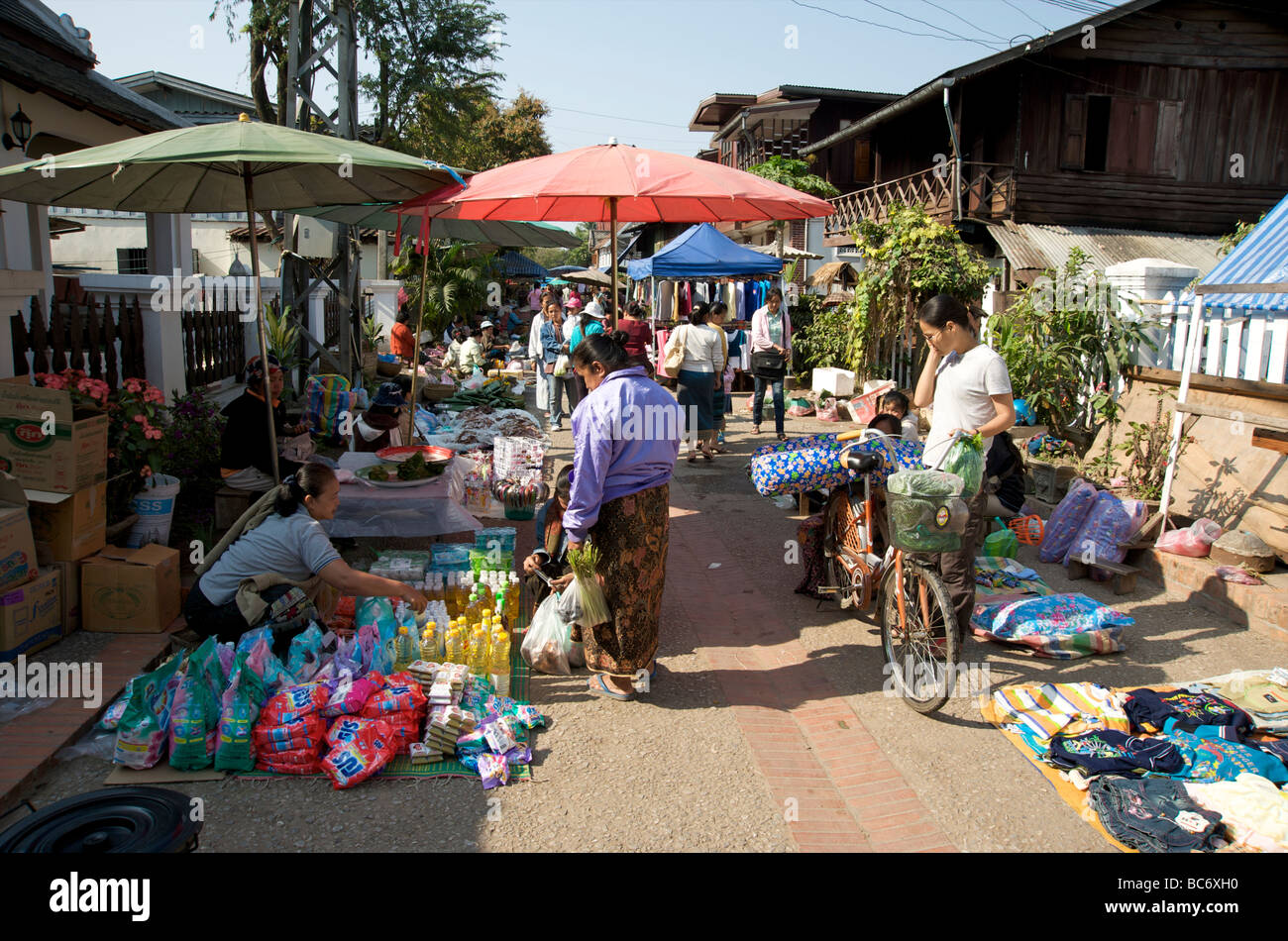 The morning fresh food market in Luang Prabang Laos Stock Photo - Alamy