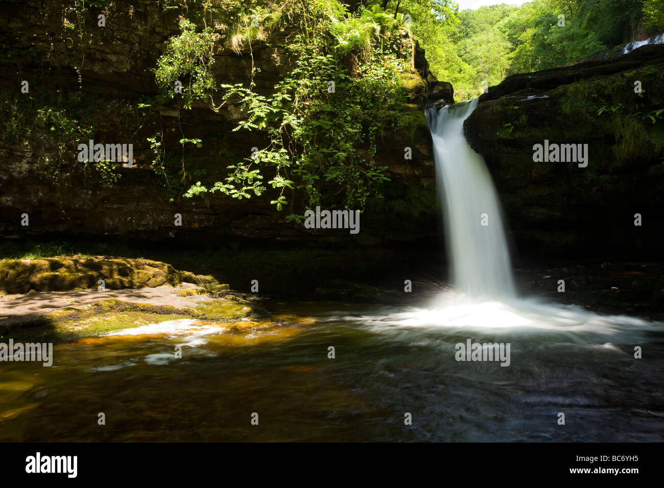 Waterfalls near Ystradfellte, in the Brecon Beacons, Wales Stock Photo ...