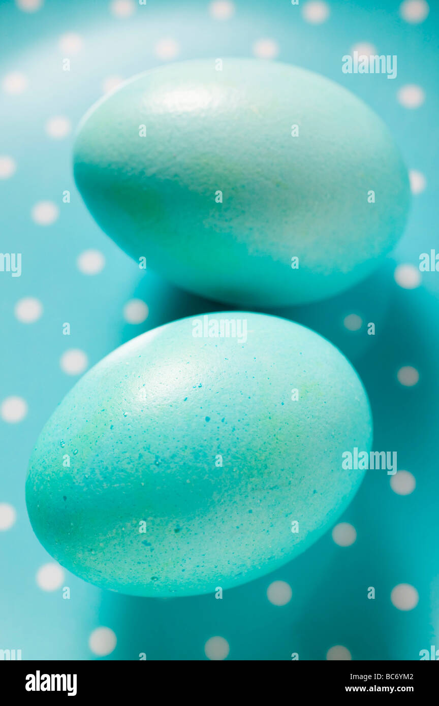 Two pale blue Easter eggs Stock Photo - Alamy