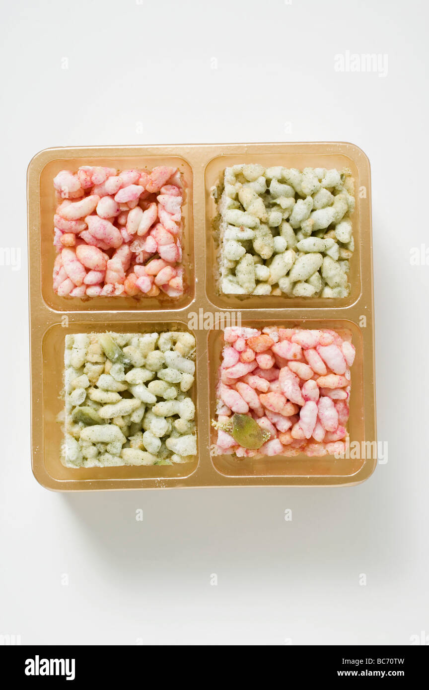 Asian puffed rice sweets in packaging Stock Photo - Alamy