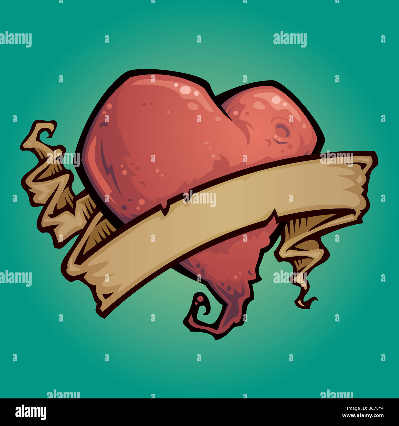 Heart With Ribbon Drawing