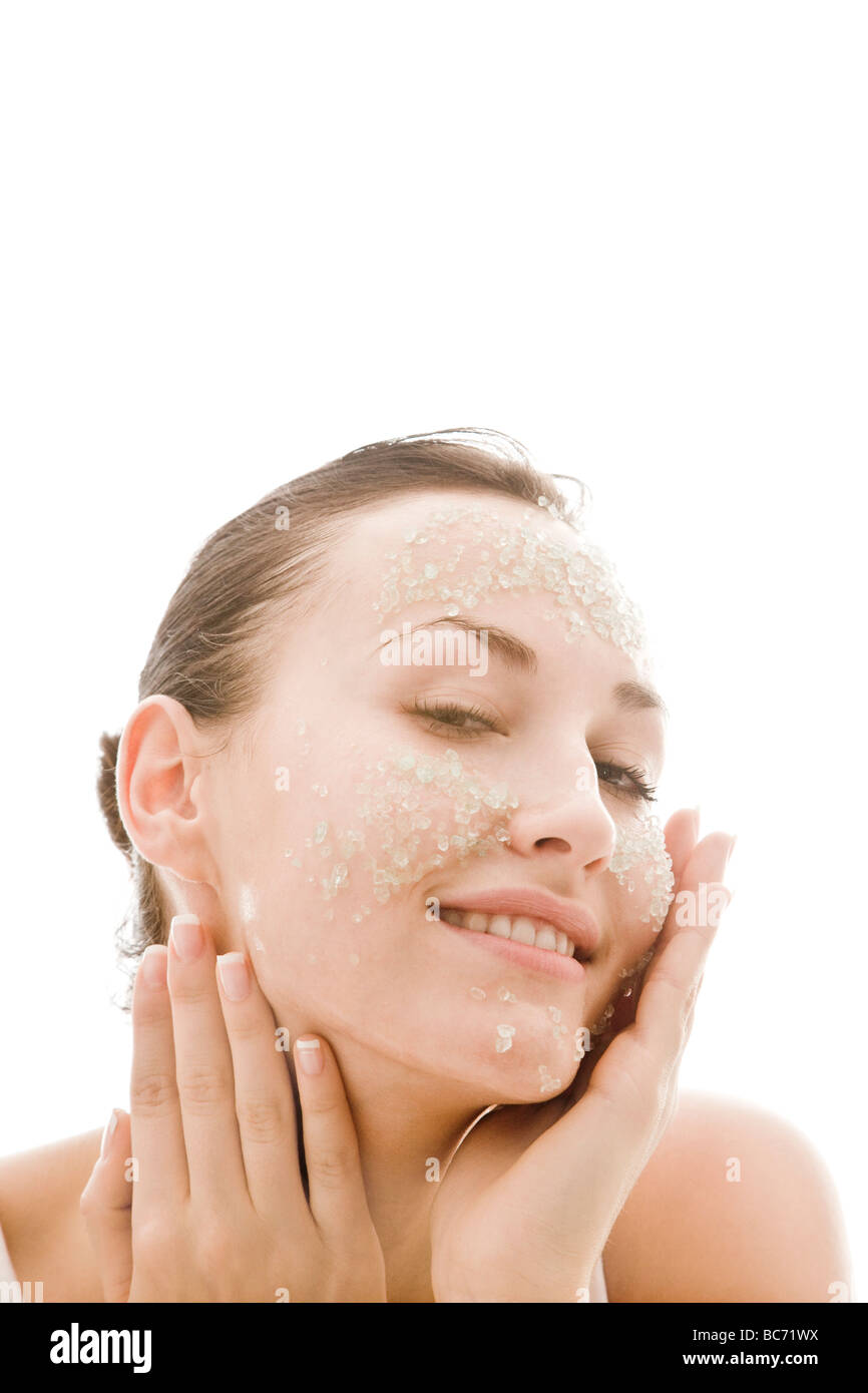 woman applying facial mask Stock Photo - Alamy