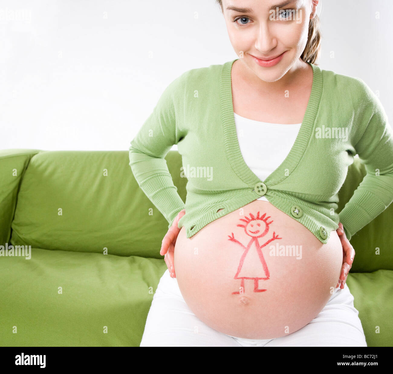 Belly drawing woman hi-res stock photography and images - Alamy
