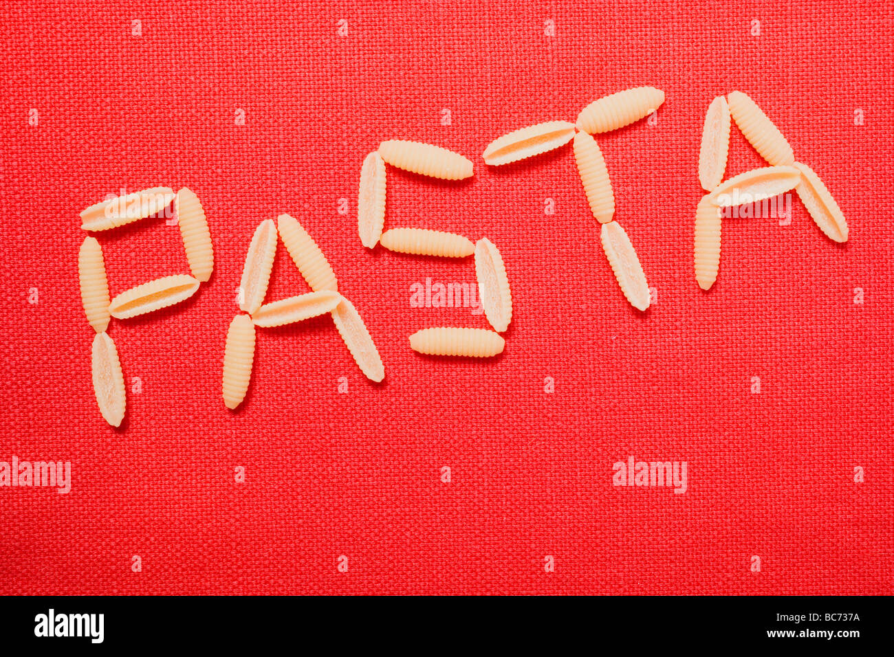 The word 'Pasta' written in pasta Stock Photo - Alamy