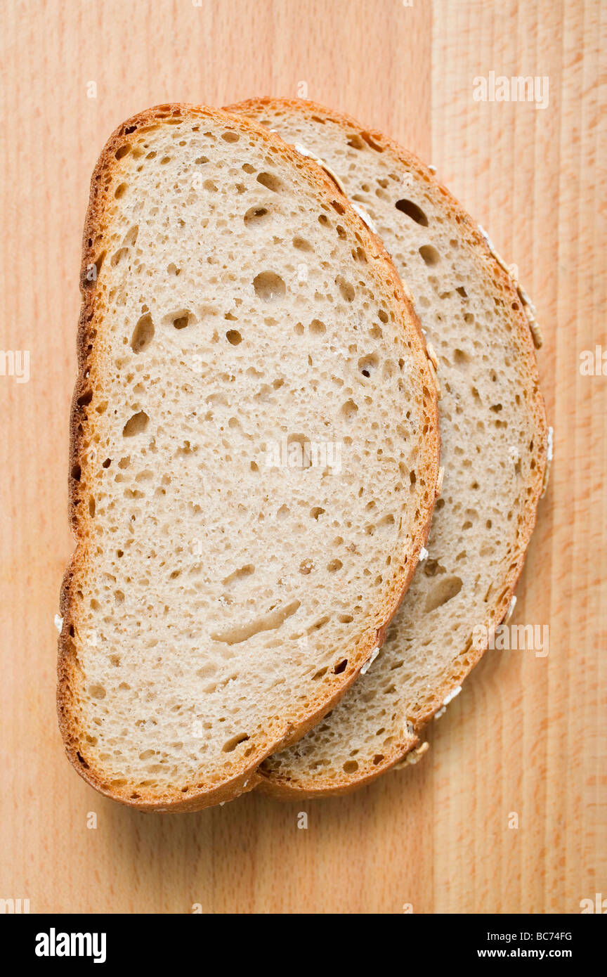 Two slices of bread (overhead view Stock Photo - Alamy