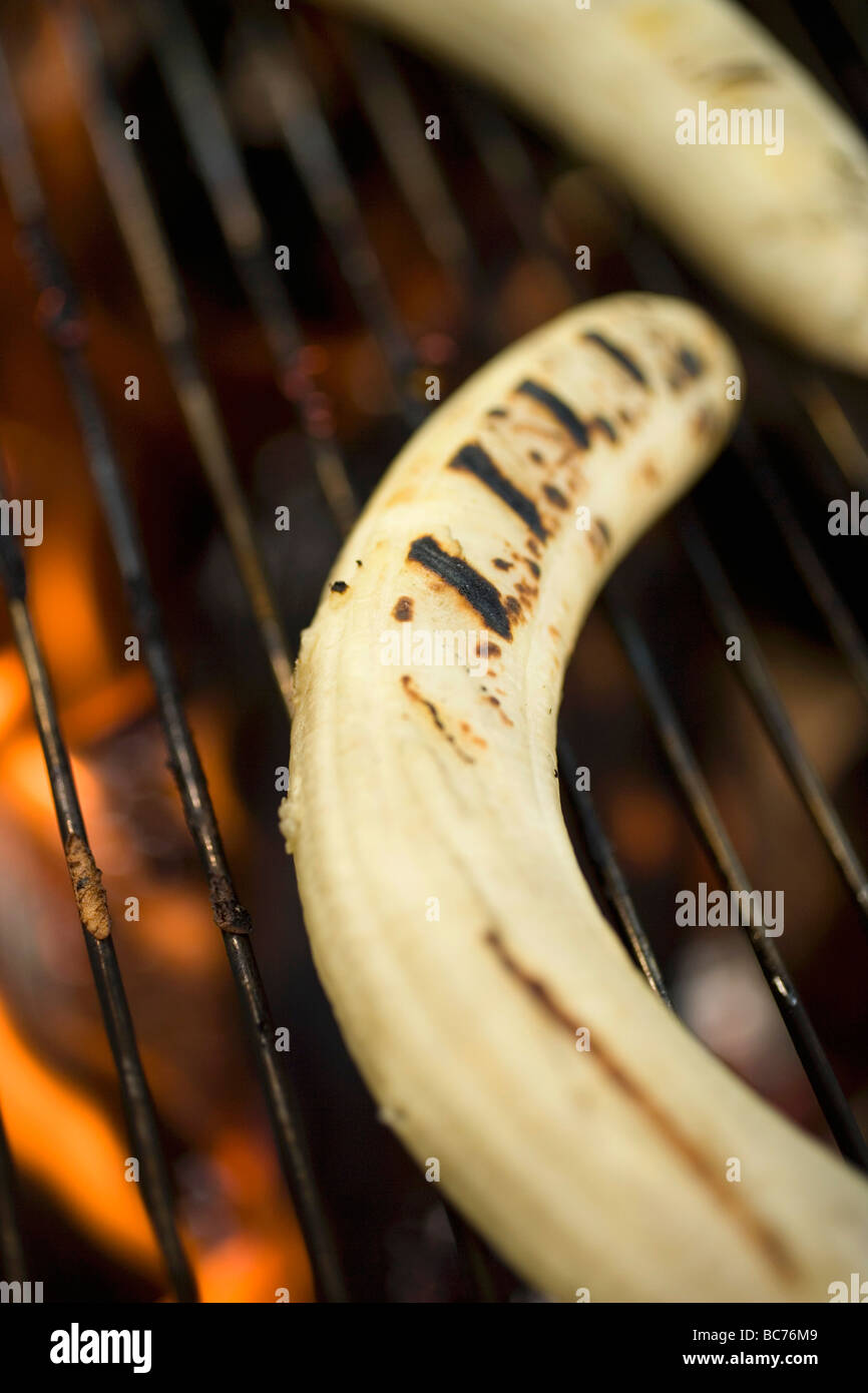 Banana on barbecue grill rack Stock Photo - Alamy