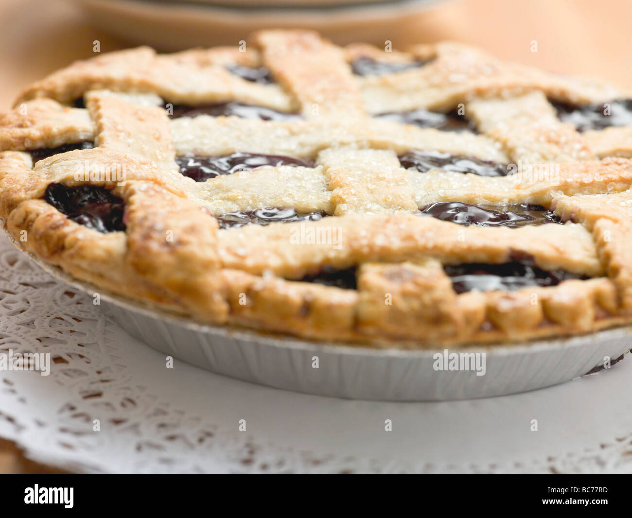 Blueberry pie with pastry lattice Stock Photo - Alamy
