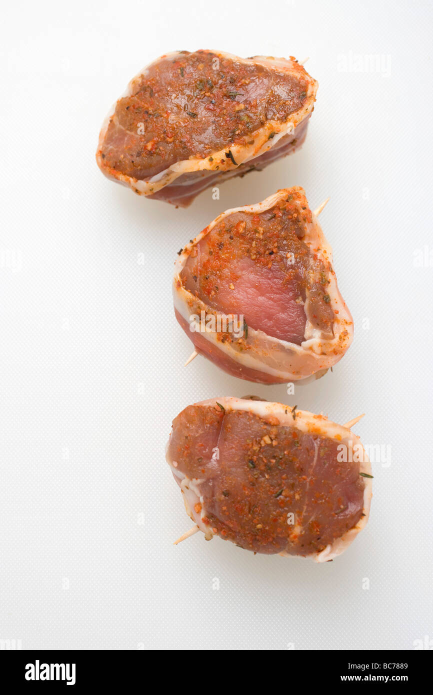 Pork fillet barded with bacon Stock Photo - Alamy