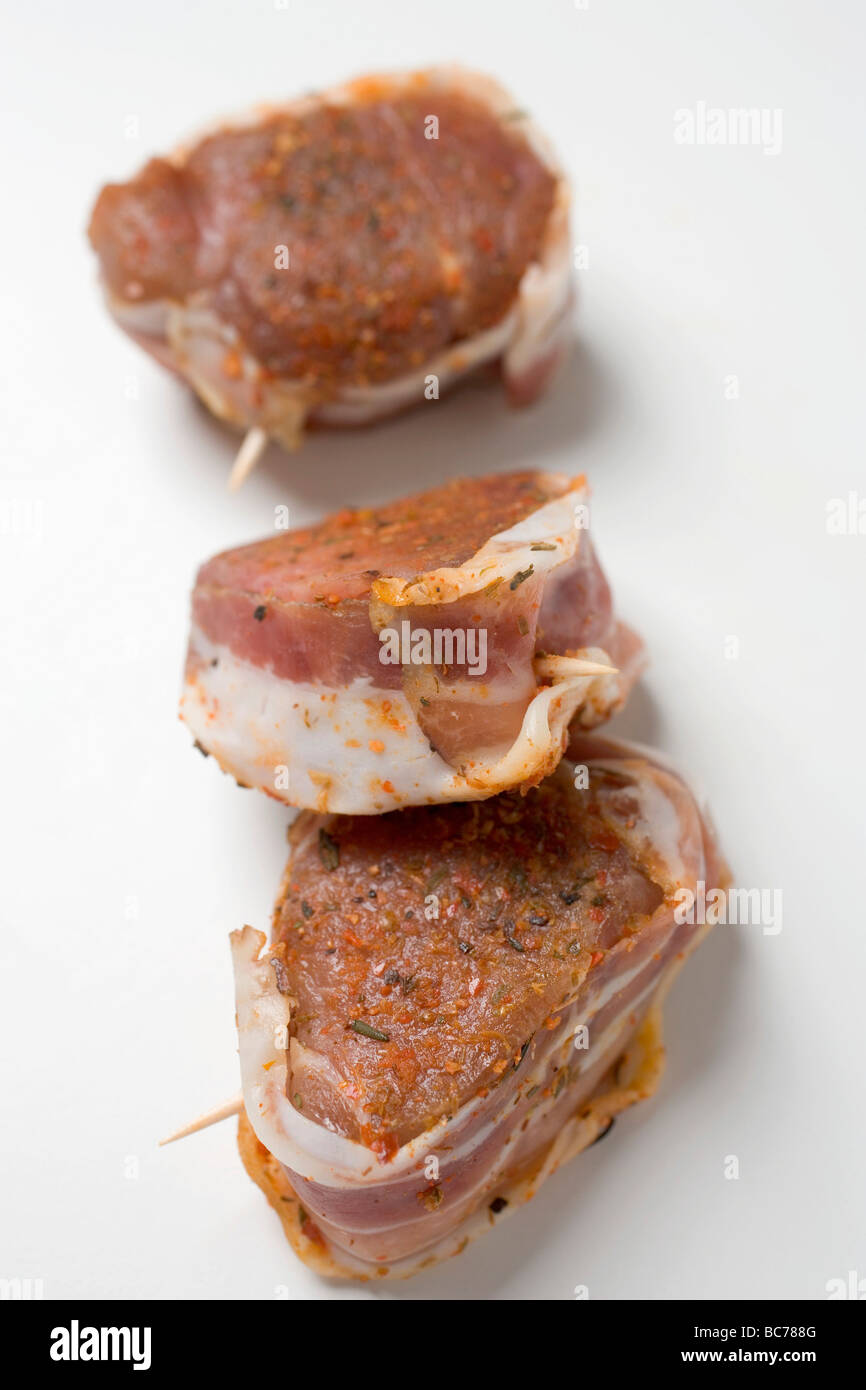 Pork fillet barded with bacon Stock Photo - Alamy