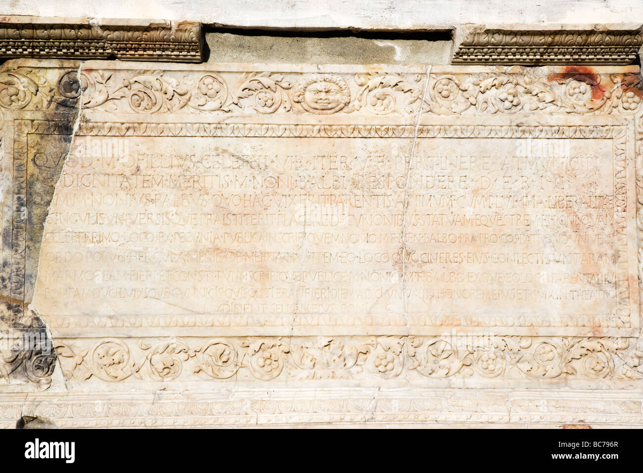 Engraved funeral altar Herculaneum Campania Italy Stock Photo - Alamy