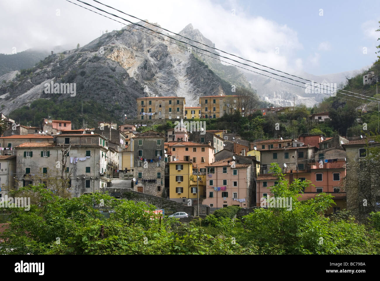 Picturesque town of Torano in the mountains near Carrara Stock Photo ...