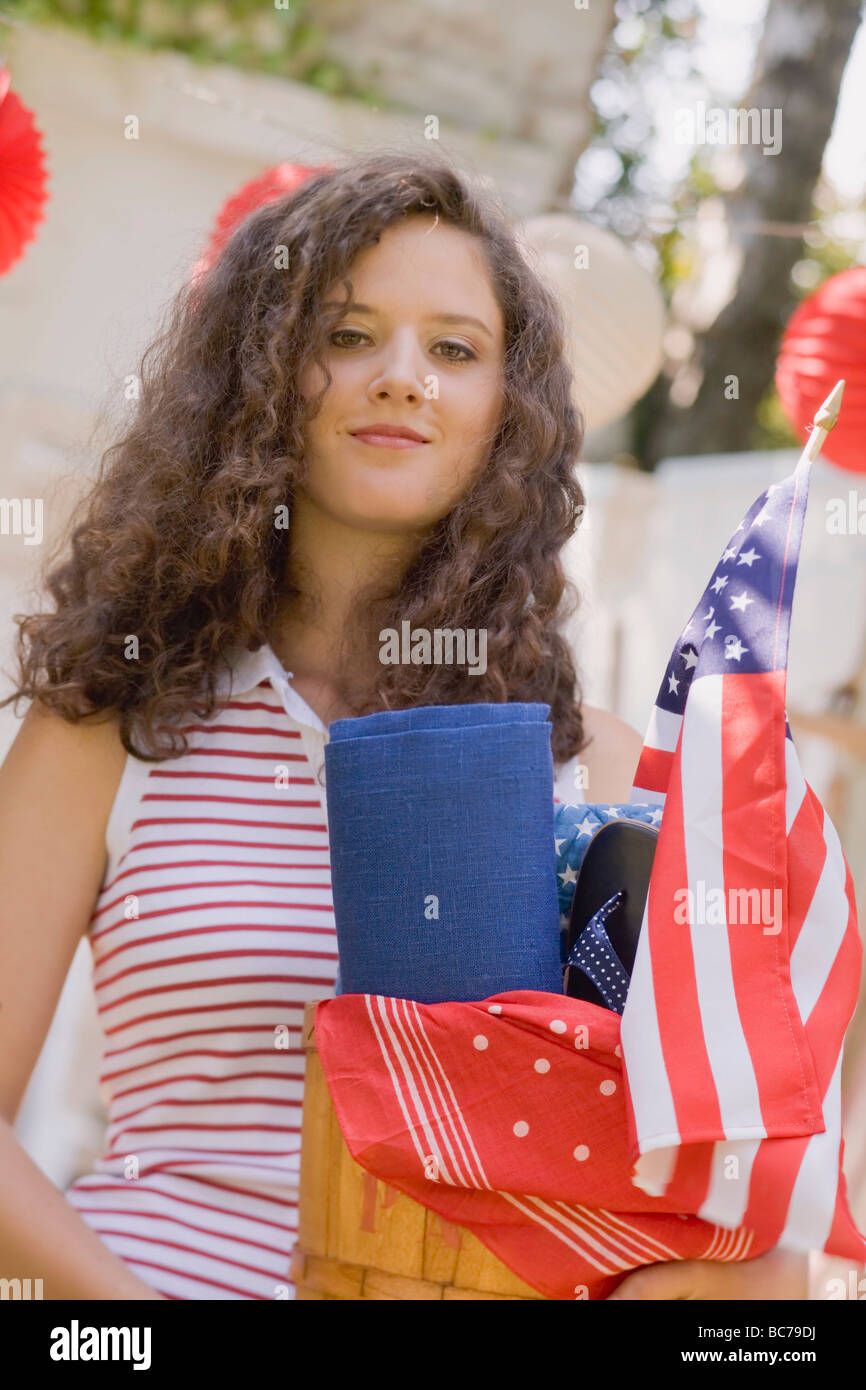 Young woman at a 4th of July garden party (USA Stock Photo - Alamy