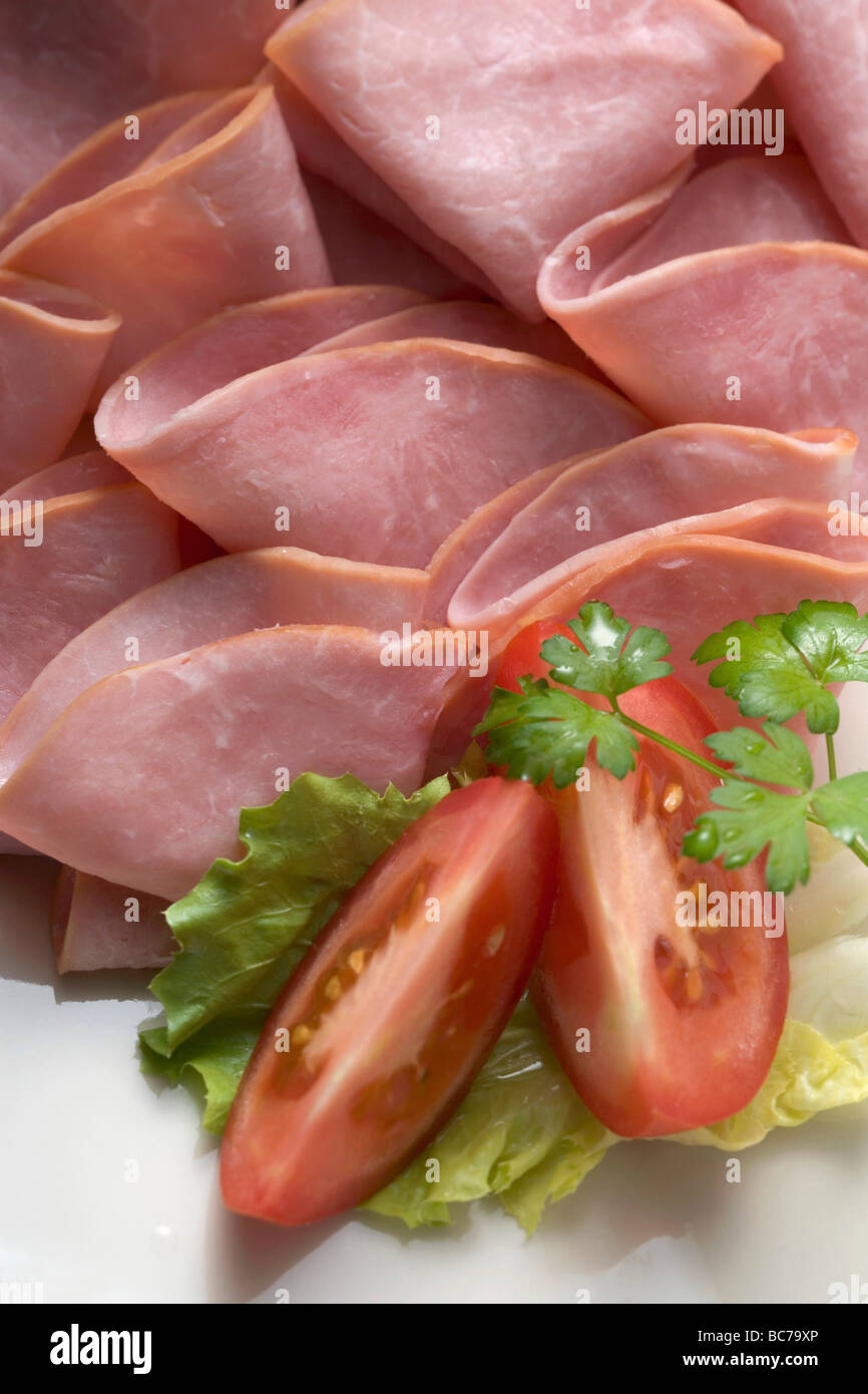 Many slices of ham (detail Stock Photo - Alamy