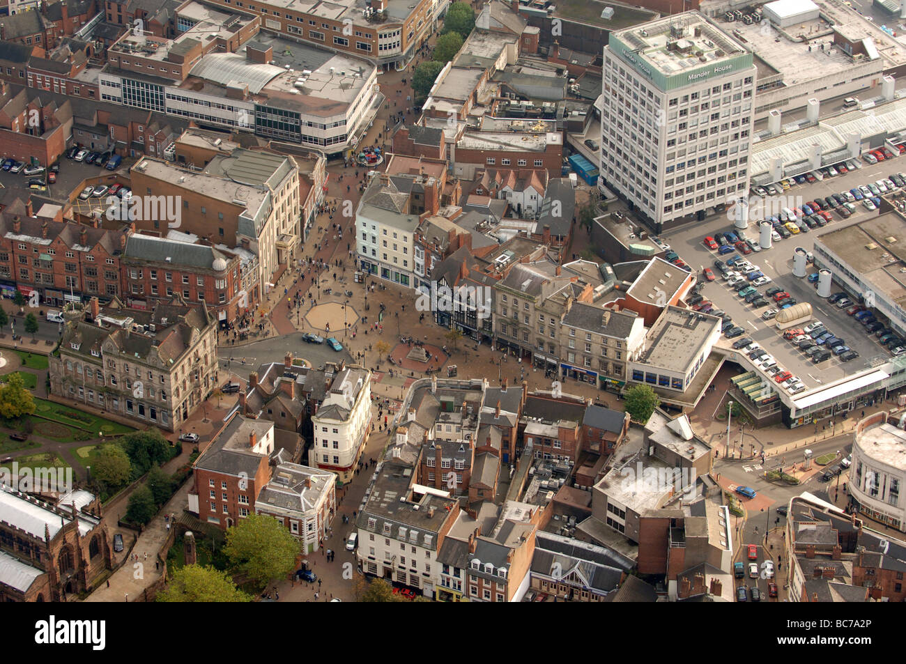 An aerial view of Queens Square Wolverhampton Stock Photo - Alamy