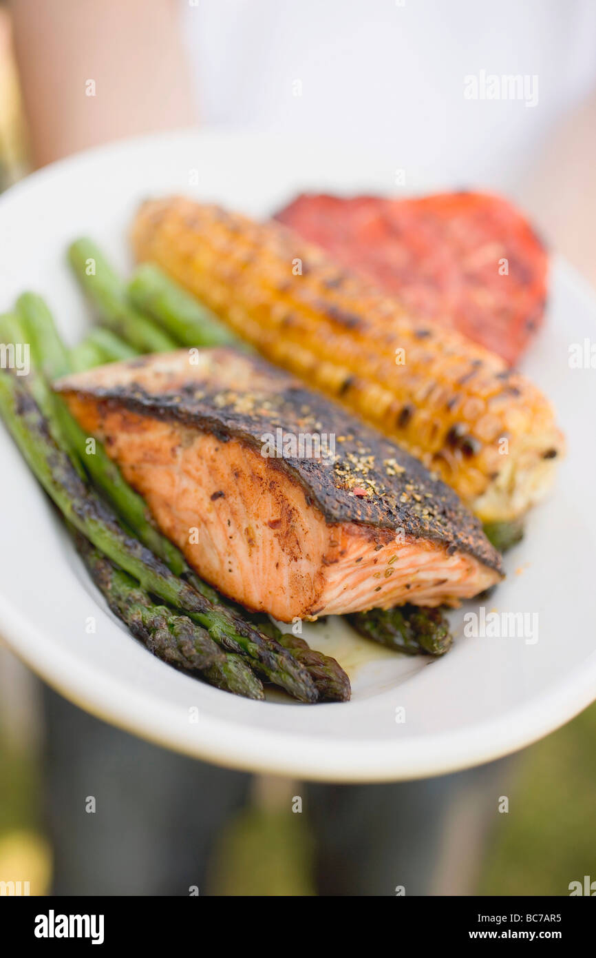 Barbecue vegetable fish person hi-res stock photography and images - Alamy