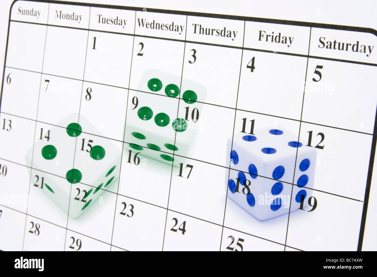 Calendar and Dice Stock Photo - Alamy
