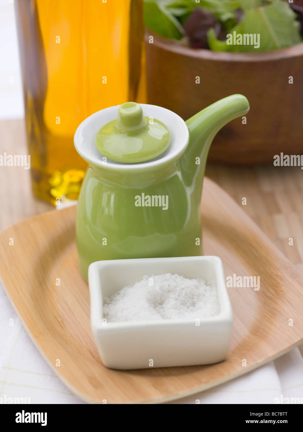 Salt and small bottle of oil hi-res stock photography and images - Alamy