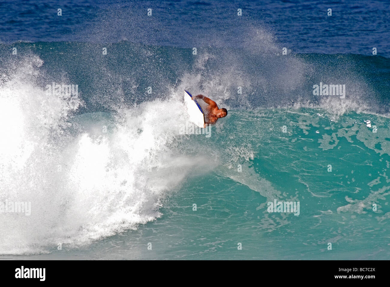 Body boarder does a flip in the air from a larger wave Stock Photo - Alamy