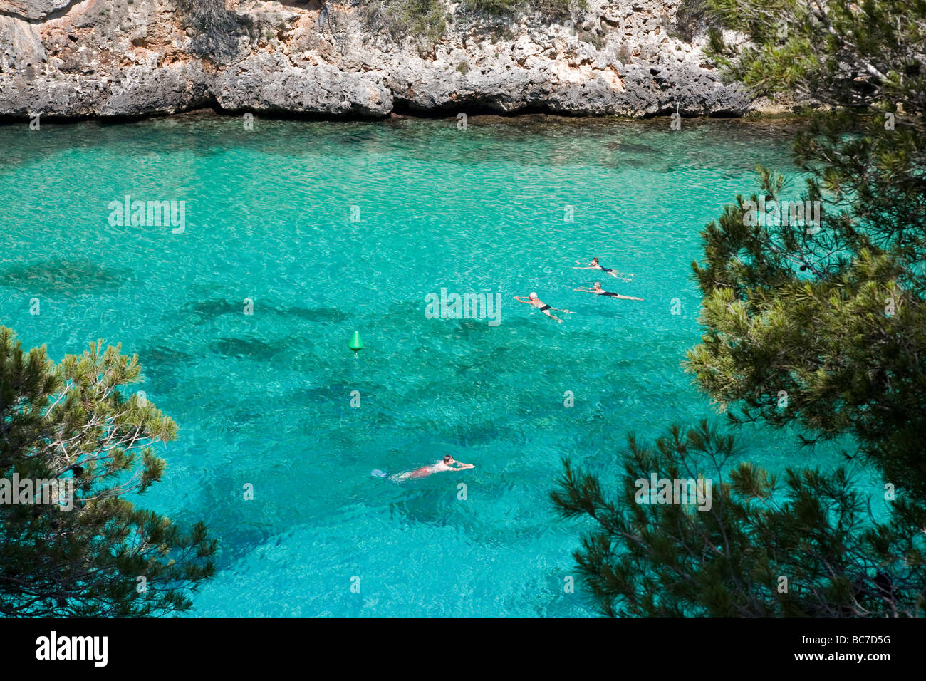 People swimming on the sea. Cala Pi. Mallorca Island. Balearic Islands ...
