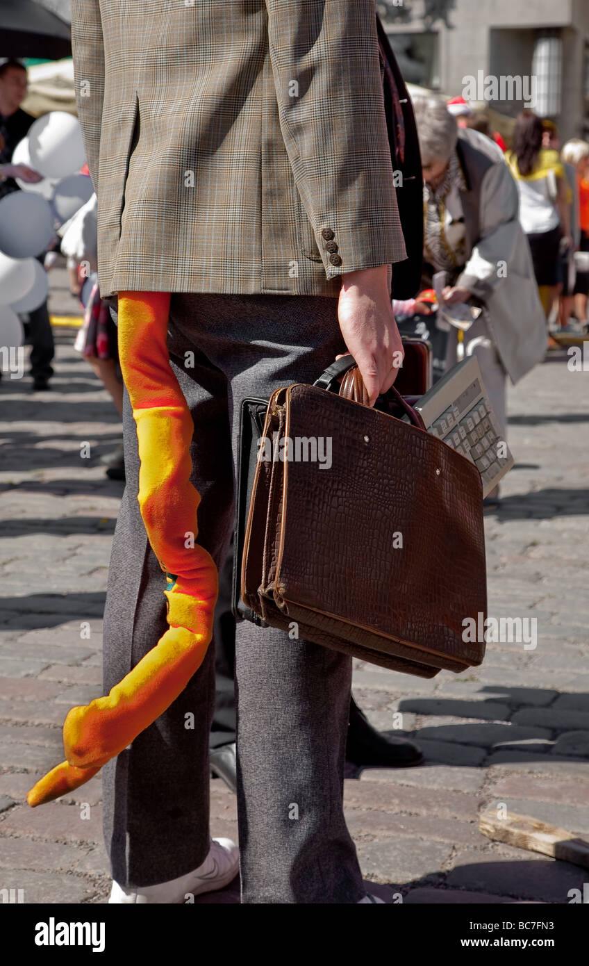 Rat Race office workers running through the Tallinn old town 01 06 2009 ...