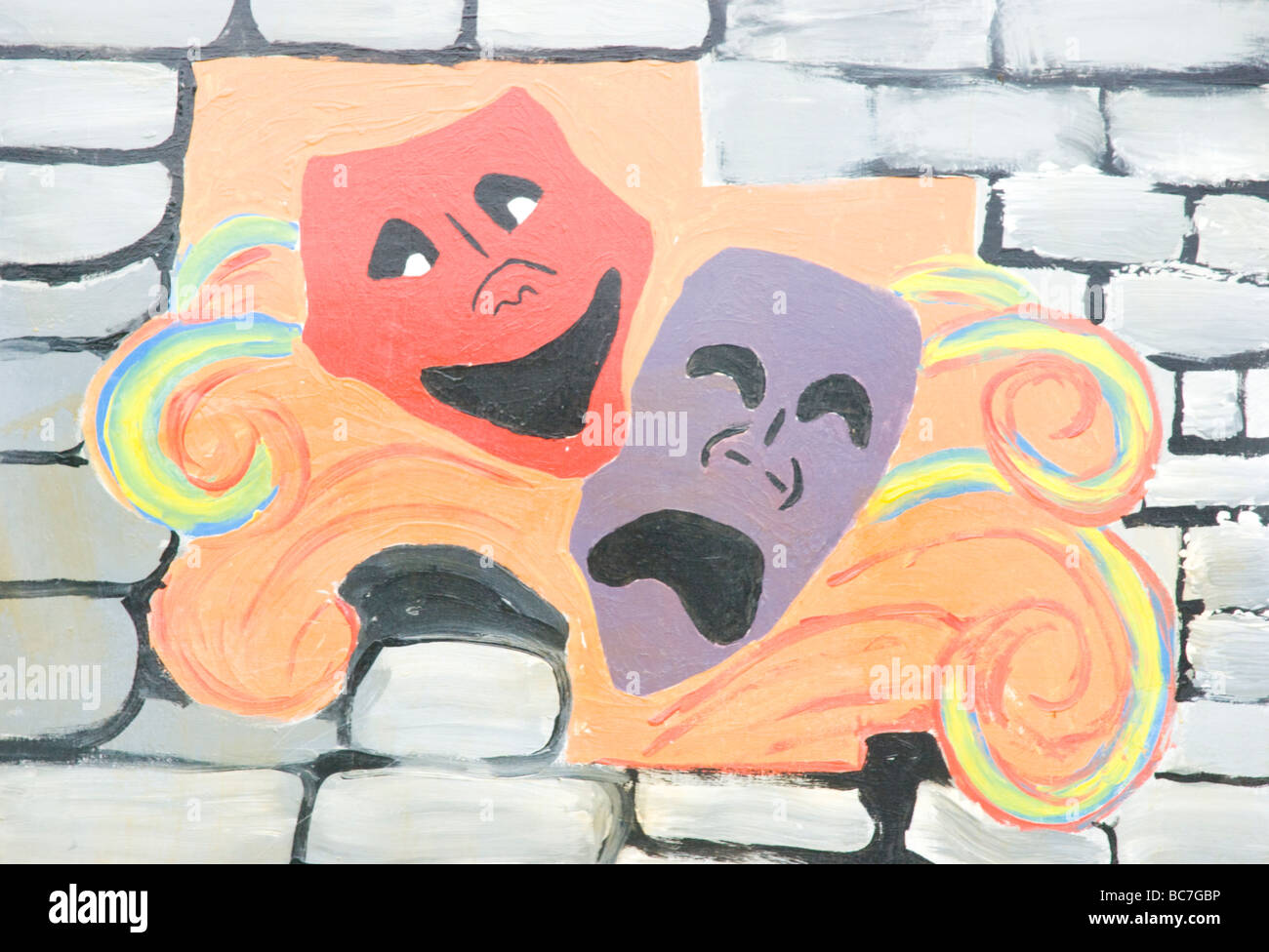 Sad face graffiti on wall hi-res stock photography and images - Alamy