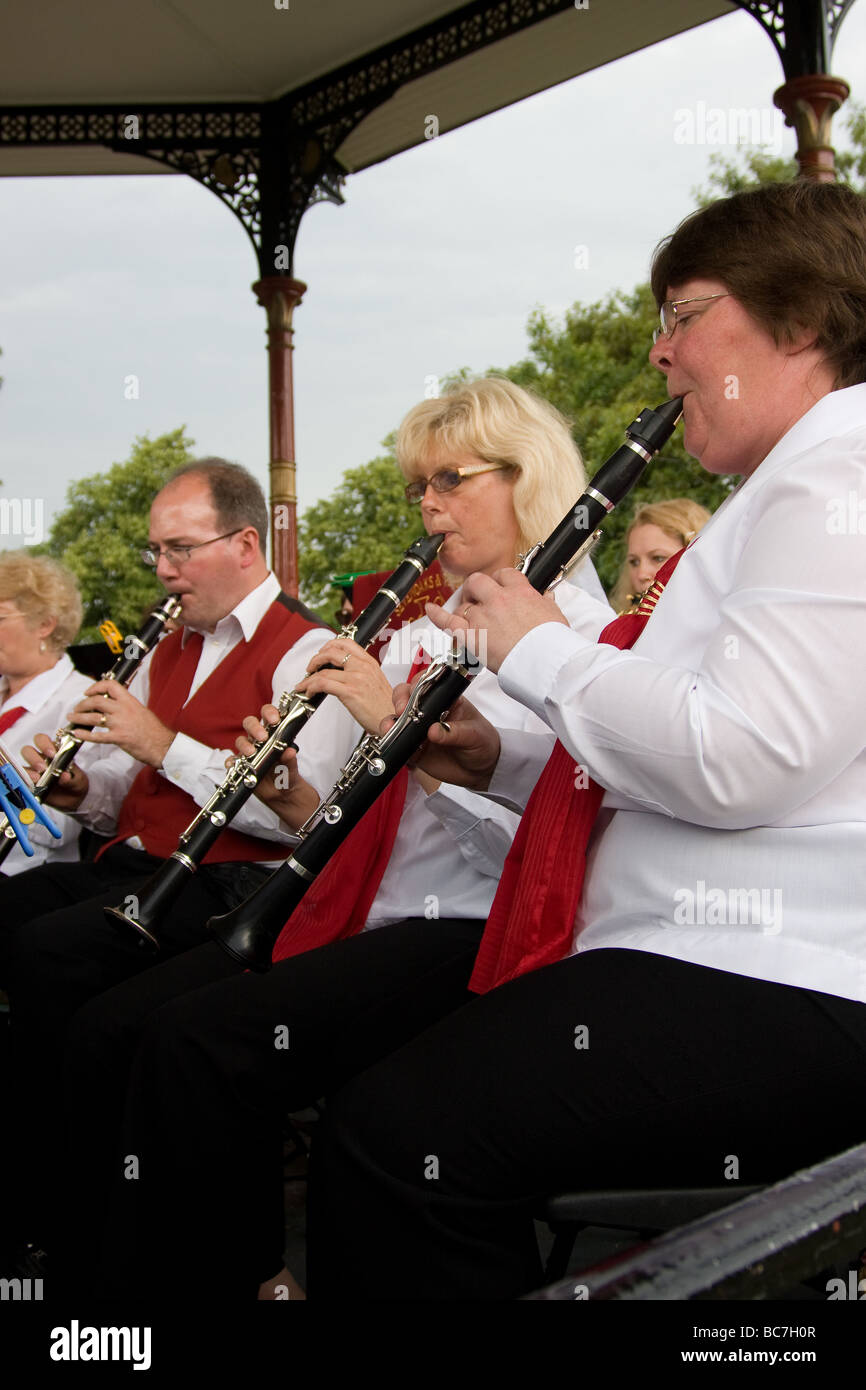 wind section brass band musicians greenwich park london england UK ...