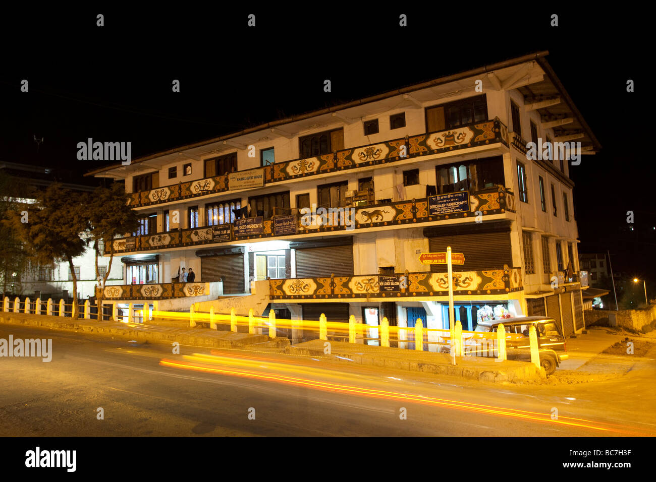 Building in Thimphu city by night. Bhutan night scene 90833 Bhutan ...