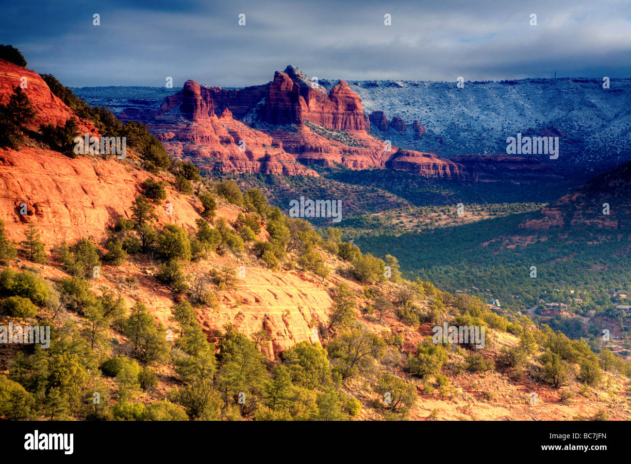Red Rocks covered with snow Stock Photo - Alamy
