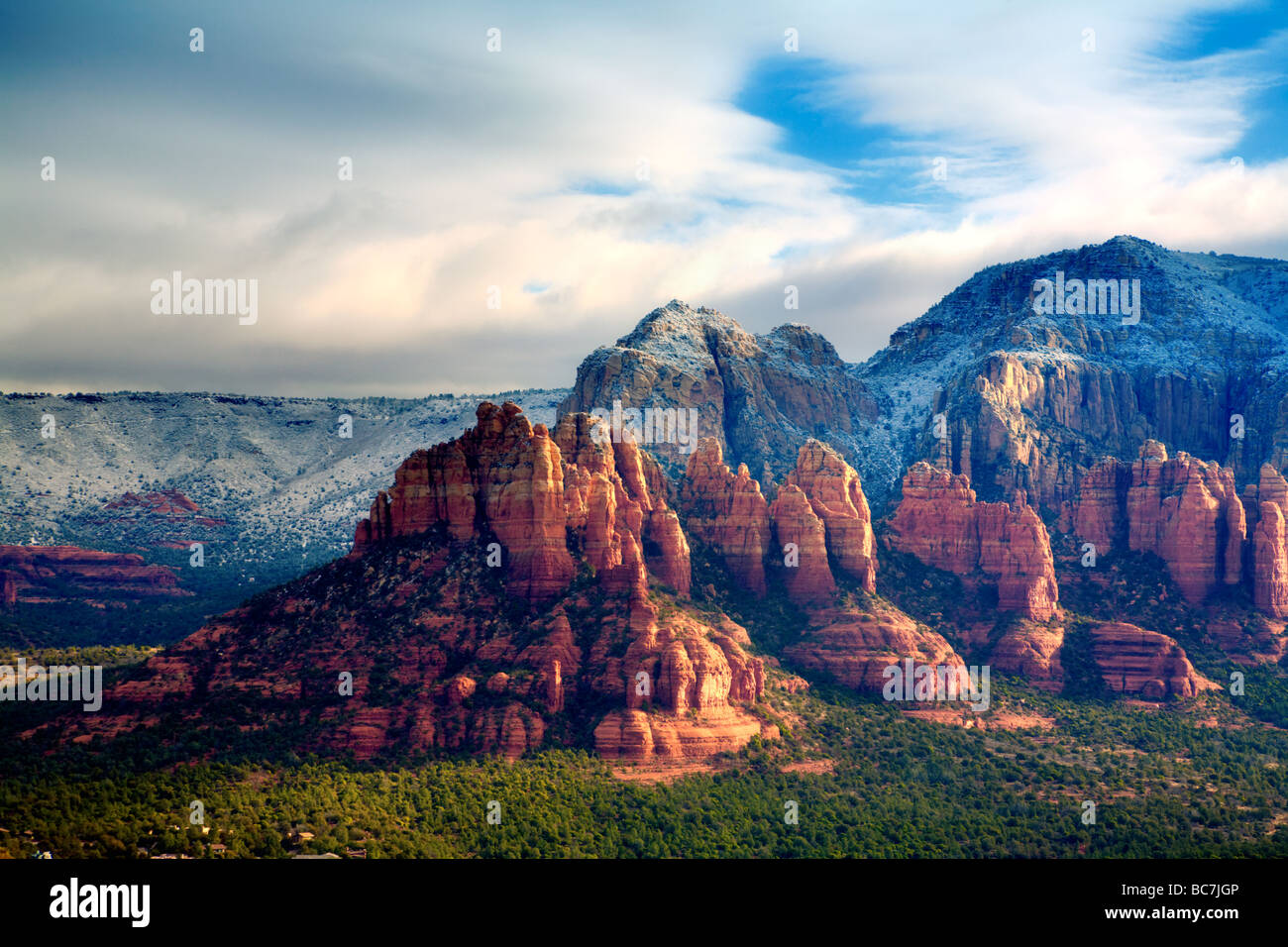 Red Rocks covered with snow Stock Photo - Alamy