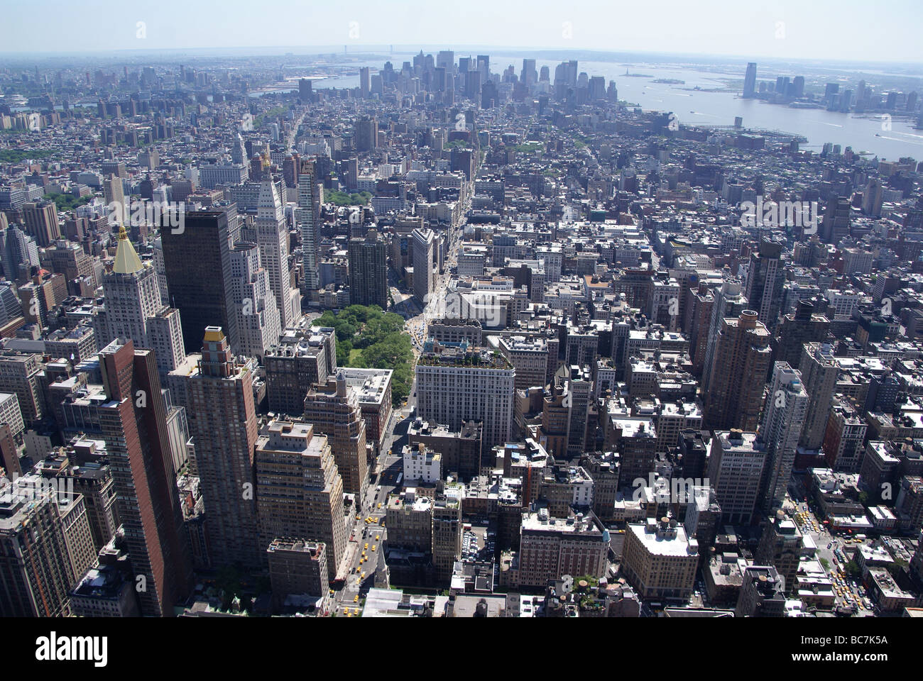 View of New York city from the observation deck on Empire State ...