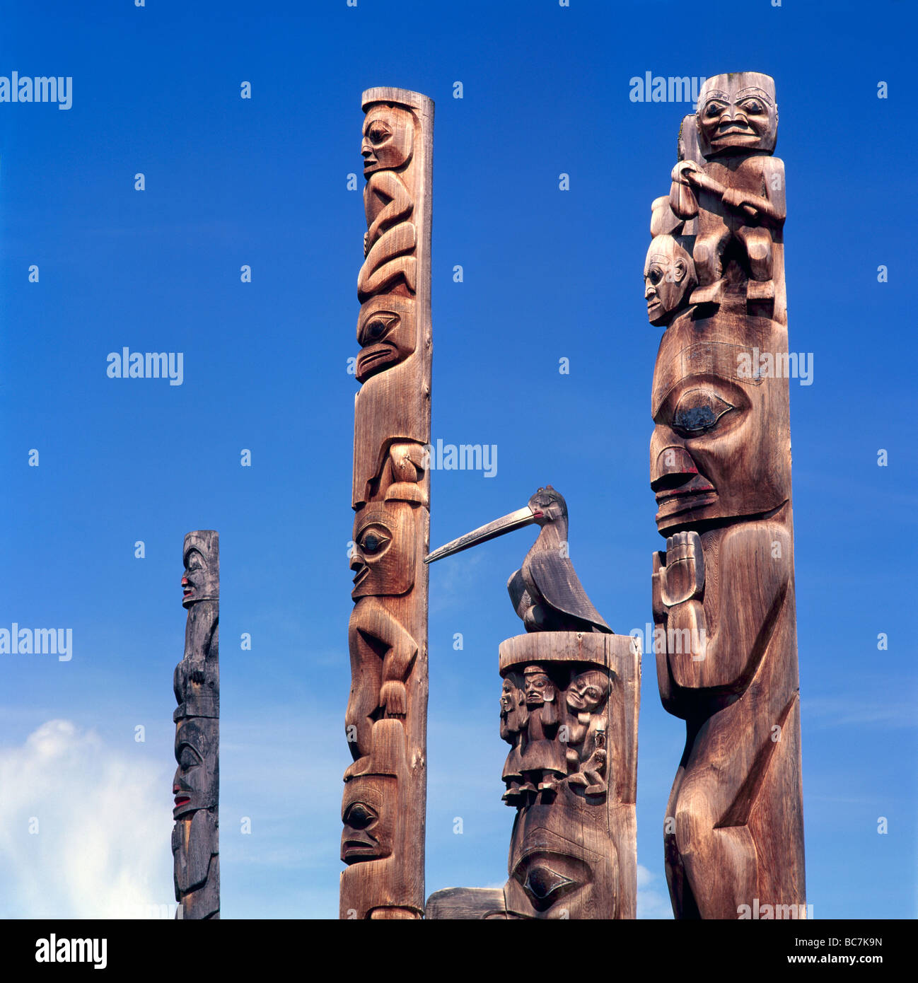 Gitksan (Gitxsan aka Tsimshian) Totem Poles at Gitanyow (Kitwancool) in ...