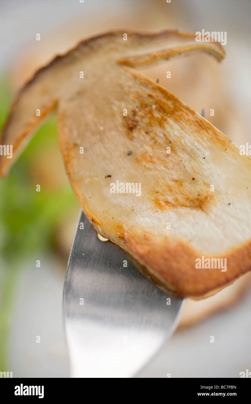 Fried cep slice on fork (close-up Stock Photo - Alamy