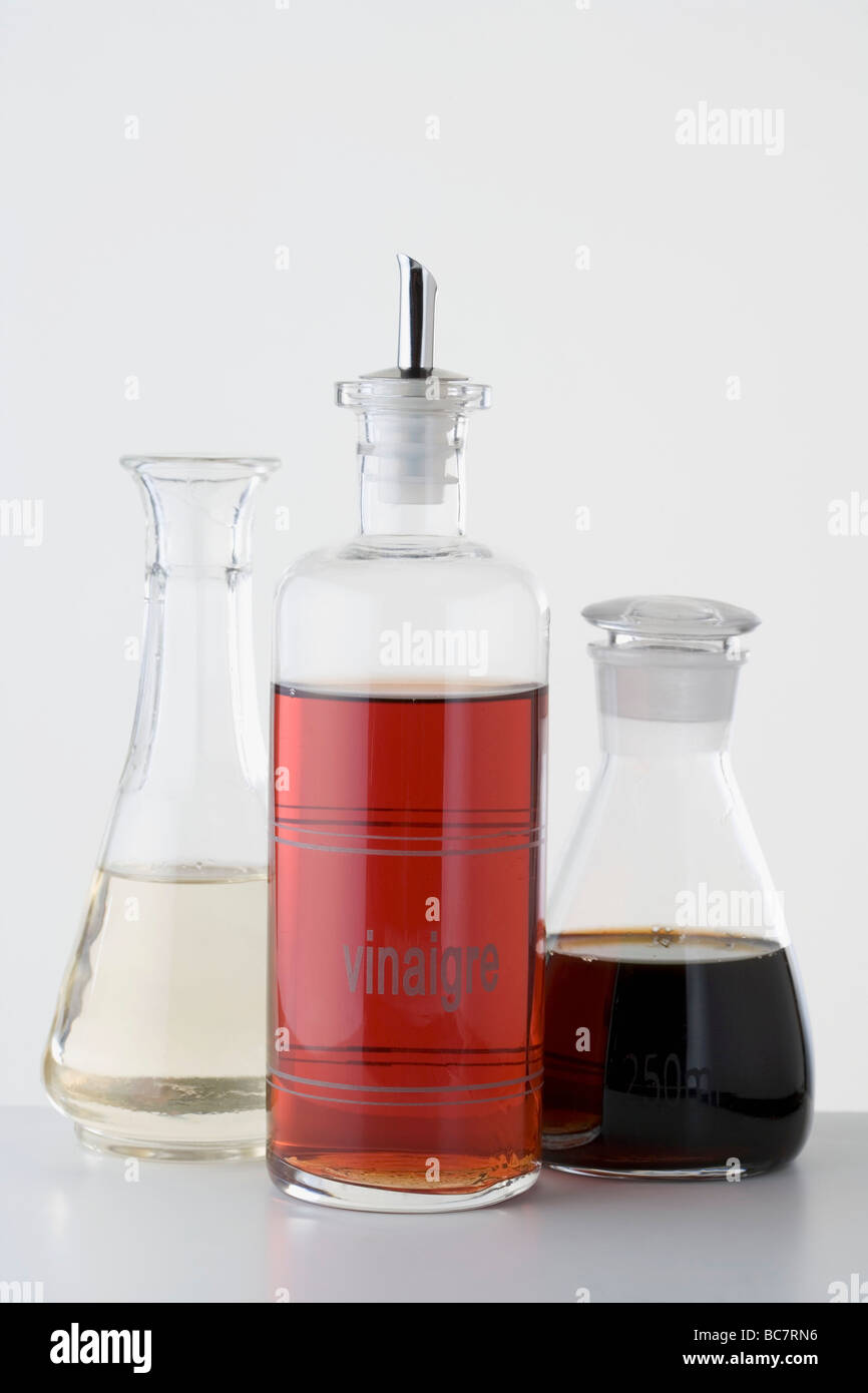Various types of vinegar in bottles Stock Photo - Alamy