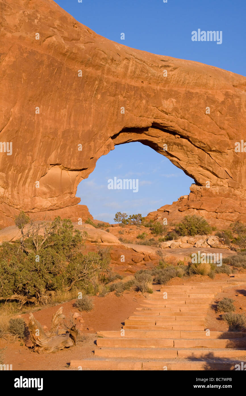 Steps on path to South Window, Arches National Park, Utah Stock Photo ...