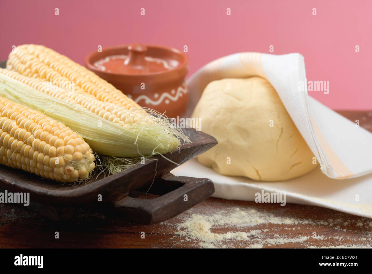 Tortilla dough and corn on the cob Stock Photo - Alamy