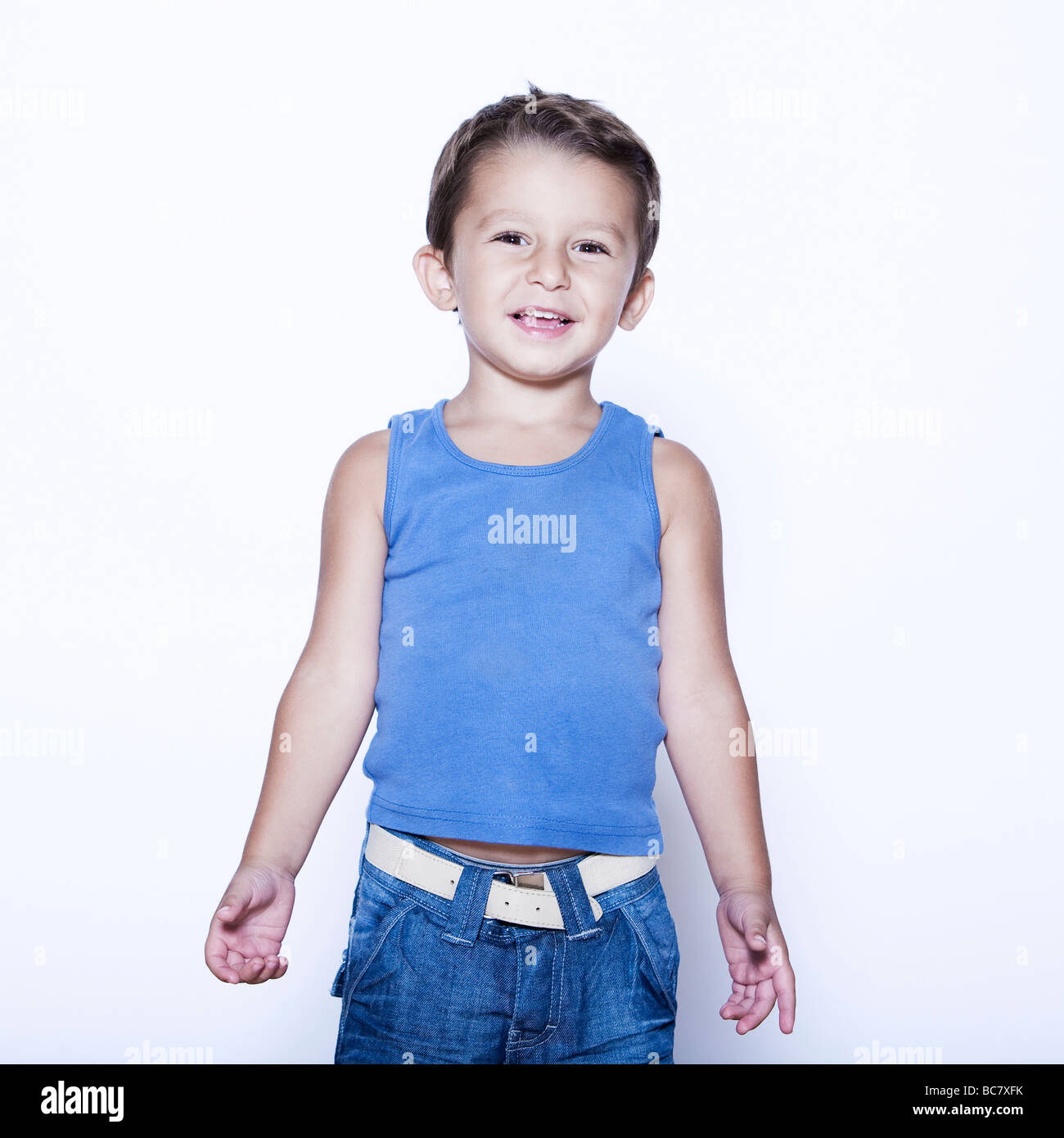 charming and expressive child portrait studio isolated background Stock ...